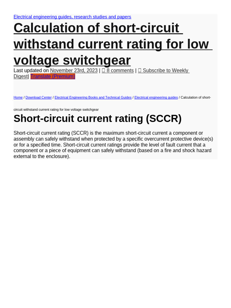 Calculationof Short-circuit Withstand Current Rating 4 LV SWGR | PDF ...