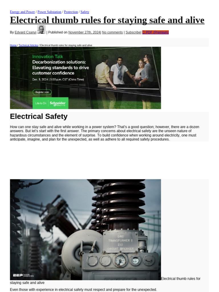Electrical Thumb Rules For Staying Safe and Alive | PDF | Electrical Substation | Insulator ...