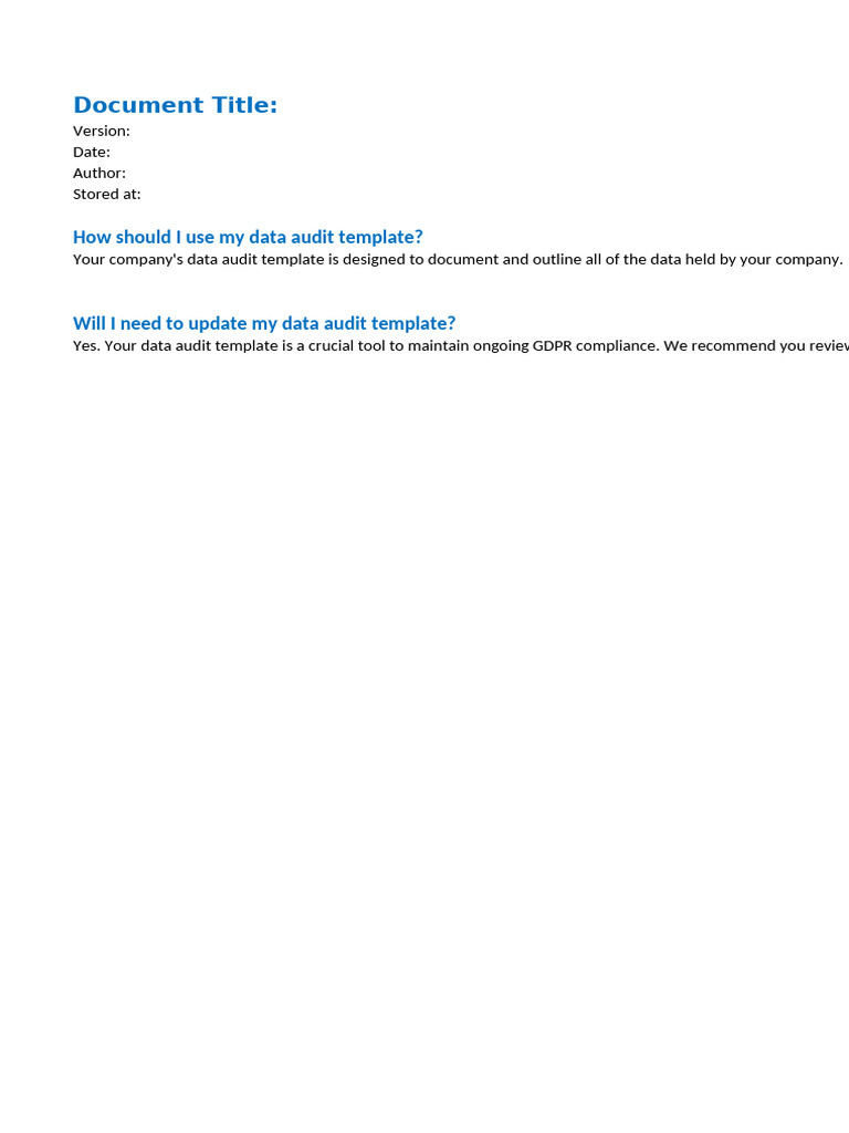 GDPR Data Audit Template Guide | PDF