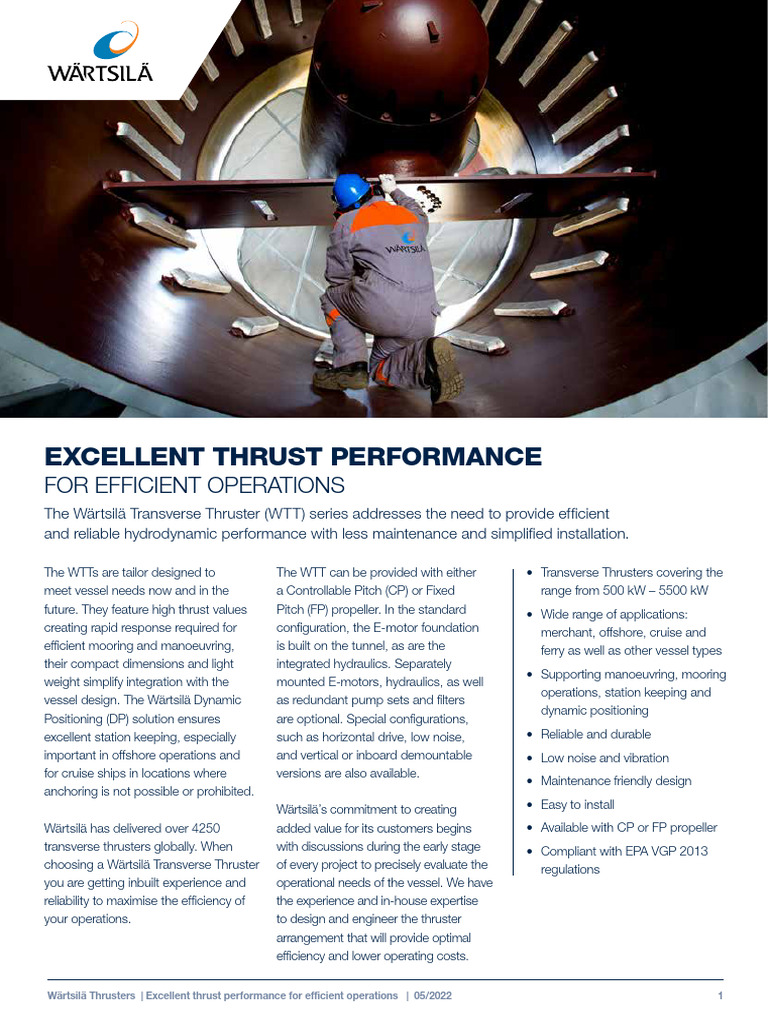 Wartsila Transverse Thrusters Brochure | PDF | Spacecraft Propulsion