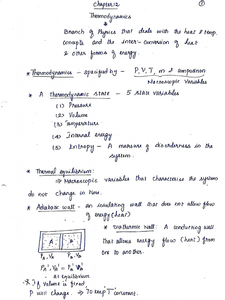 Chapter 12 Thermodynamics Notes | PDF