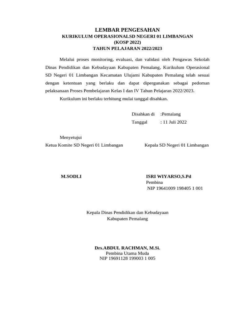 2.b Lembar Pengesahan Kosp 2022-2023 | PDF