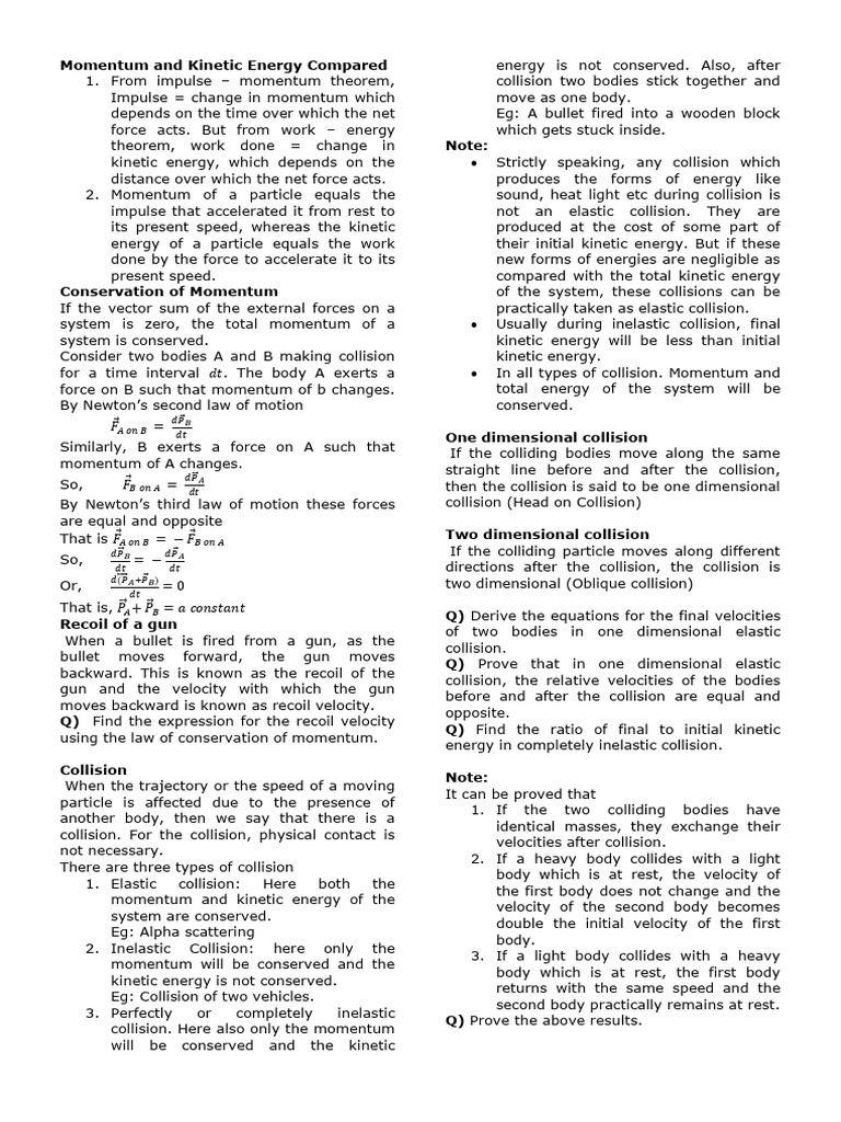 Impulse Momemtun 2 Pdf Collision Momentum