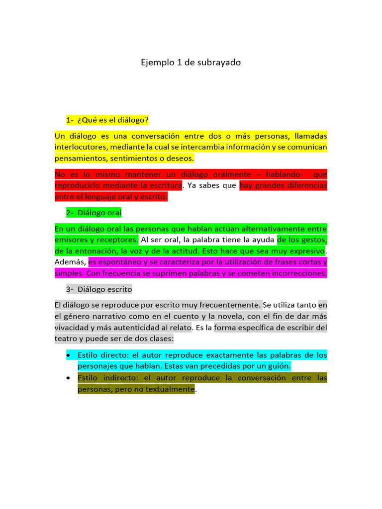Ejemplo 1 de Subrayado | PDF