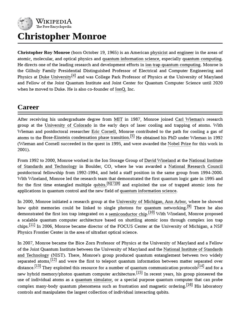 Christopher_Monroe | PDF | Theoretical Physics | Physics