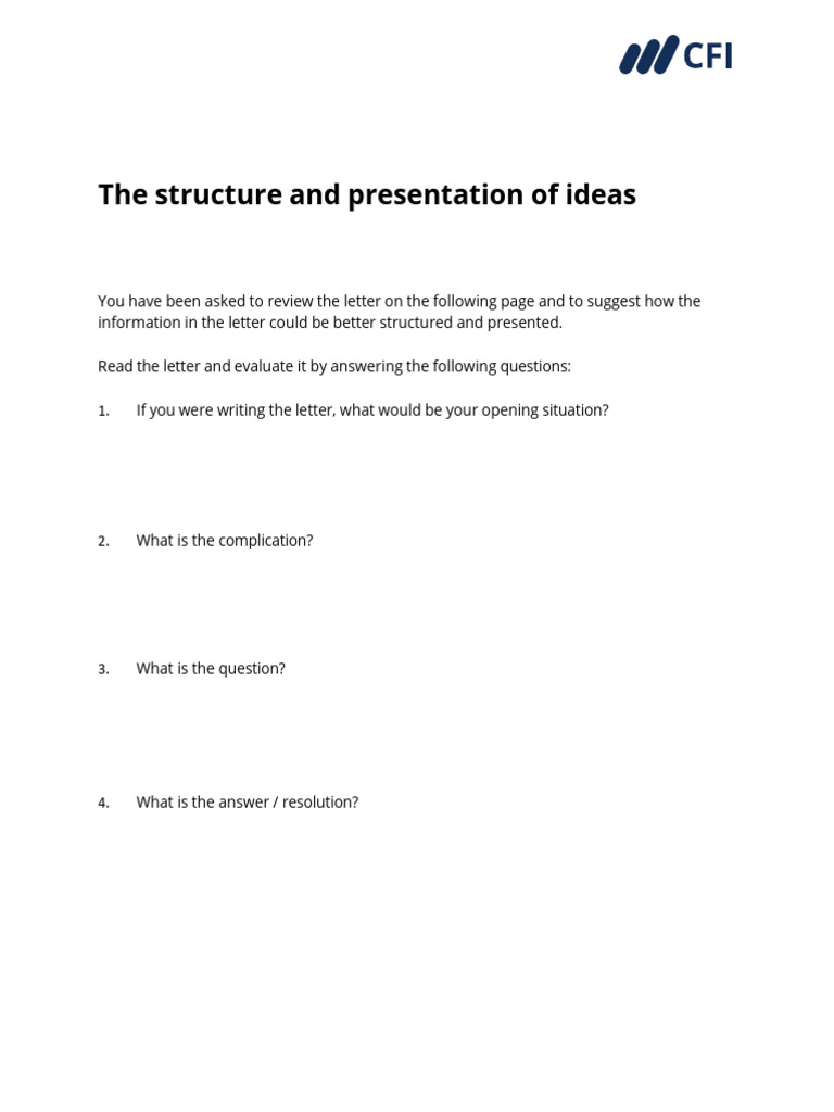 Structuring Ideas Exercise - Fillable Worksheet | PDF | Steel