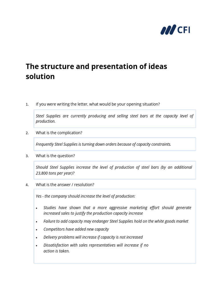 Structuring Ideas - Situation Complication - Solution | PDF