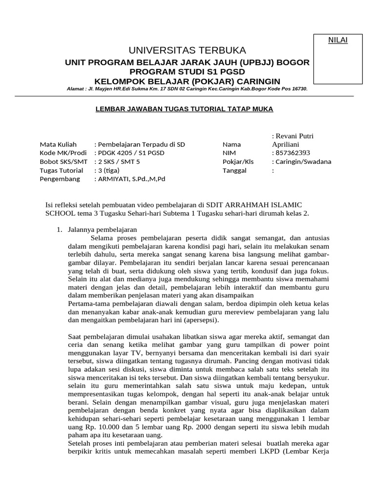 TTM3 Terpadu REVANI | PDF