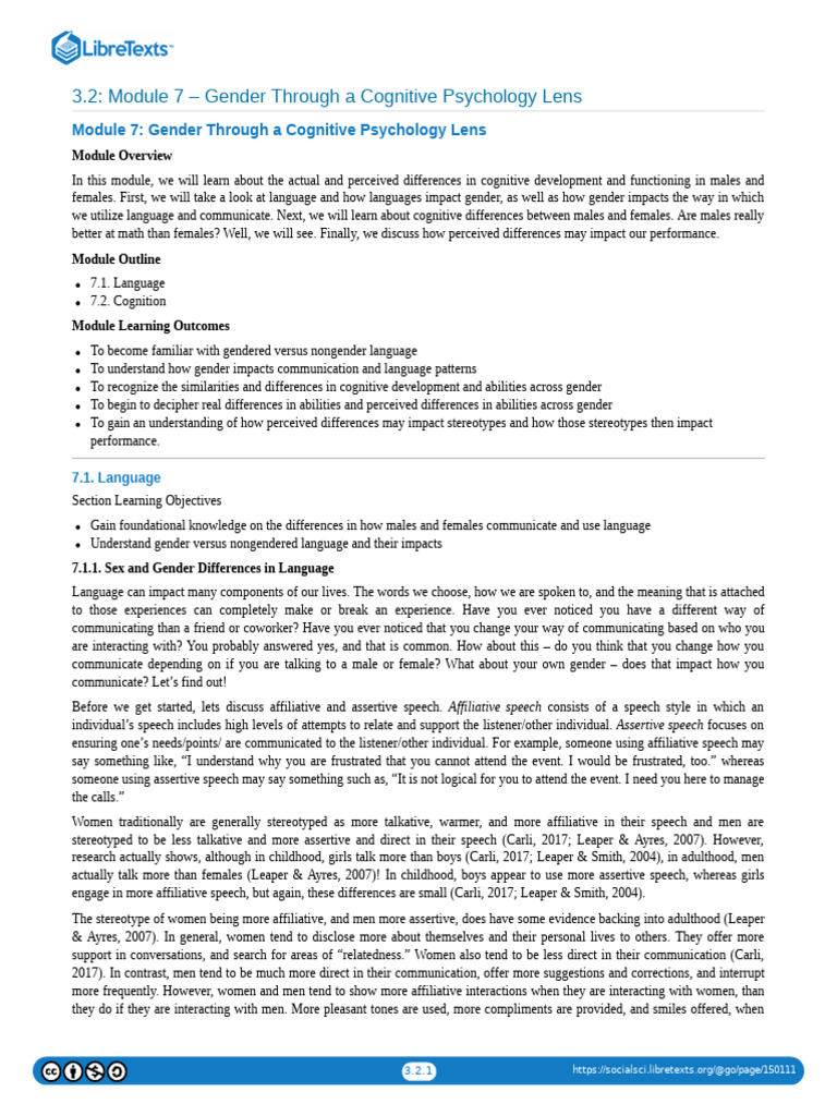 3.02 Module 7 Gender Through A Cognitive Psychology Lens | PDF ...