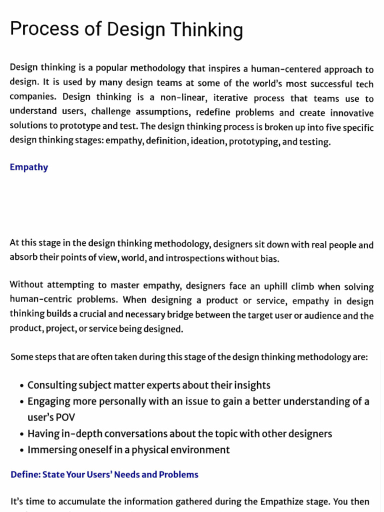 process of design thinking | PDF | Design Thinking | Empathy