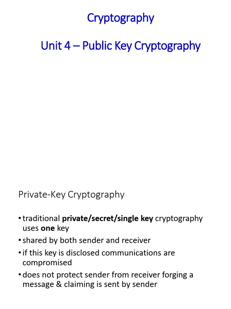 Unit 4 - Public Key Cryptography | PDF | Public Key Cryptography | Key (Cryptography)