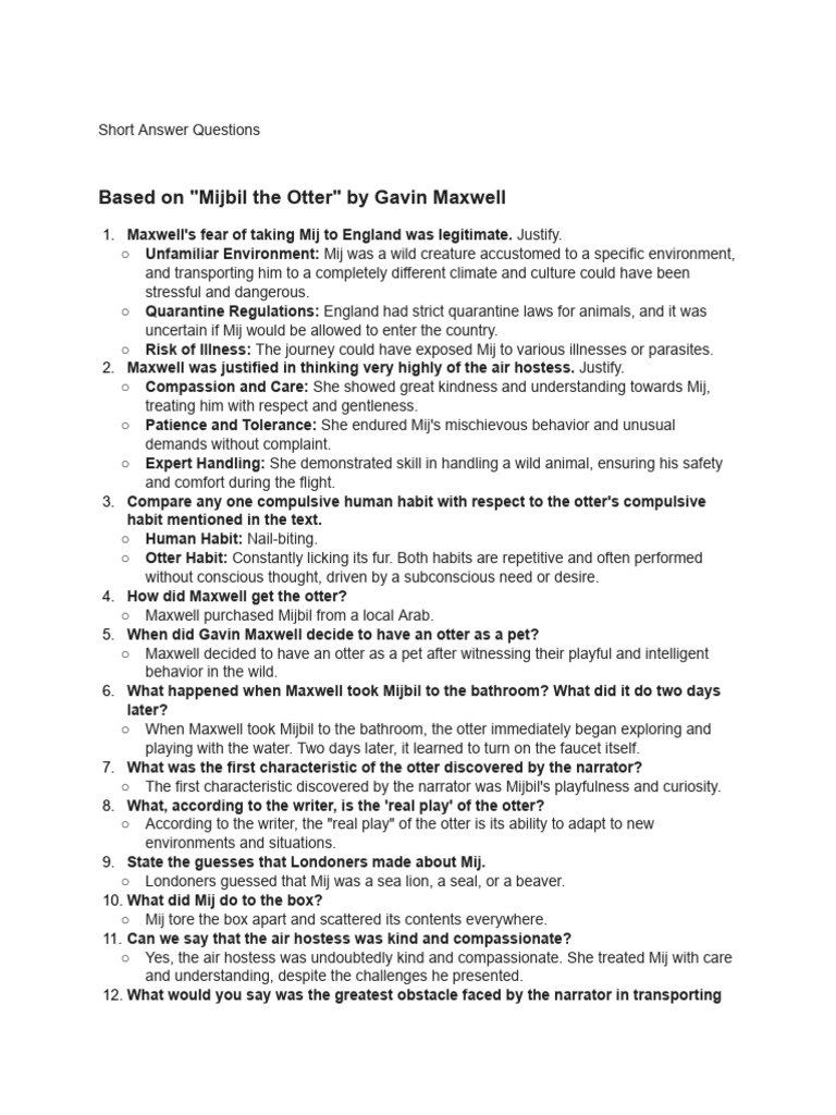 ORT ANSWER TYPE QUESTIONS - 1. Maxwell's Fear of T.. | PDF | Habits ...