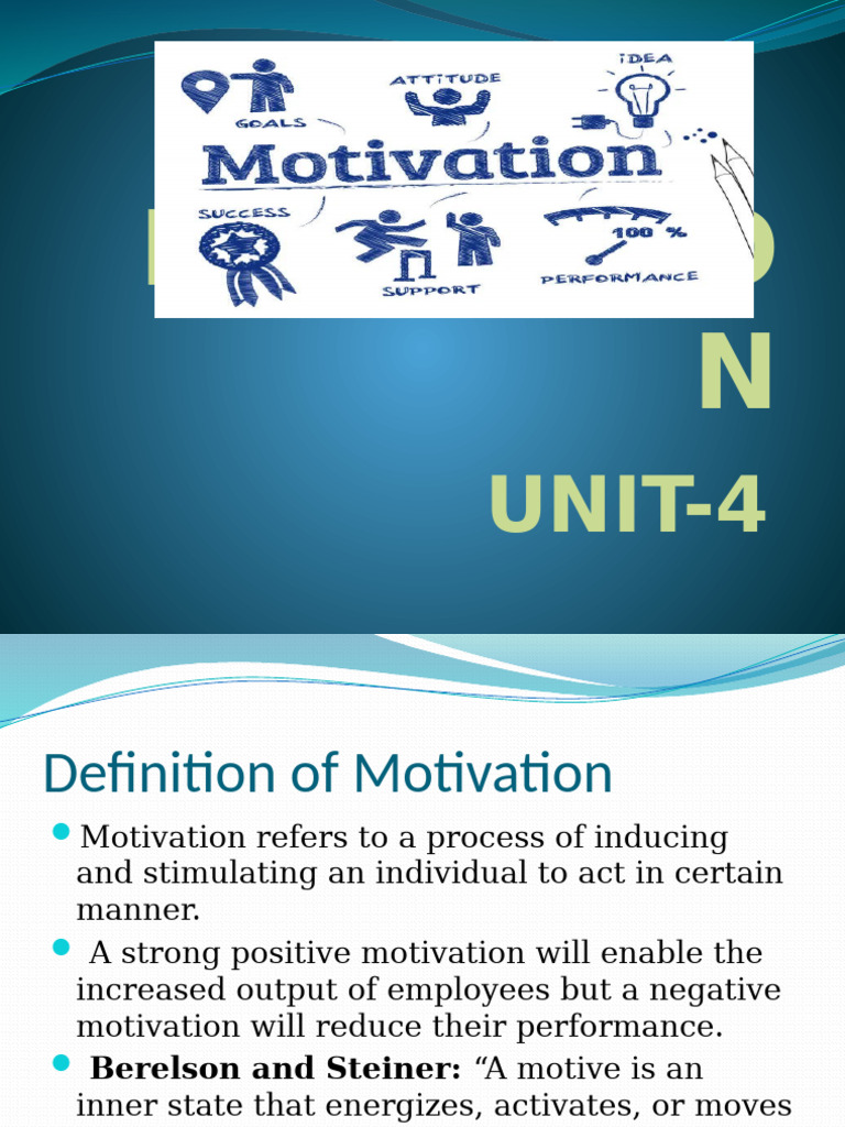 MCOB UNIT 4TH COMPLETE (1) | PDF | Perception | Motivation