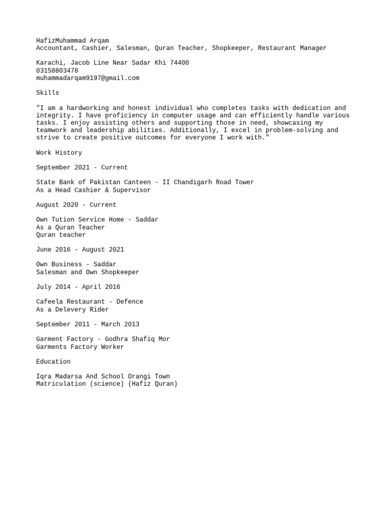 Muhammad Arqam Resume 2 | PDF