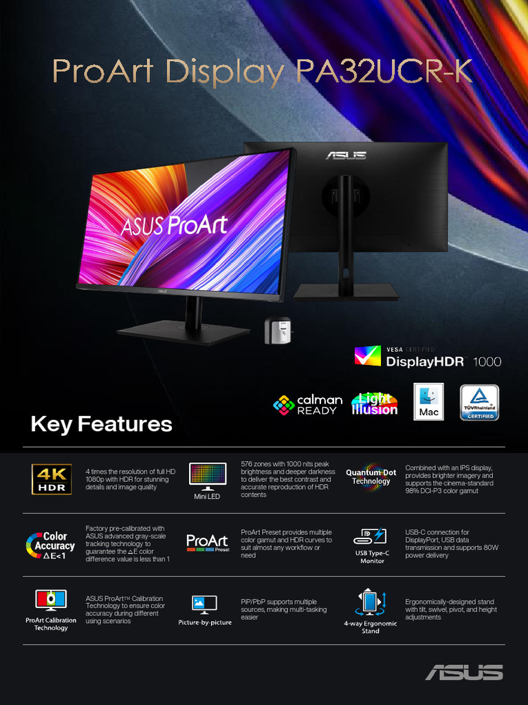 ProArt Display PA32UCR-K Datasheet | PDF | Artistic Techniques | Color