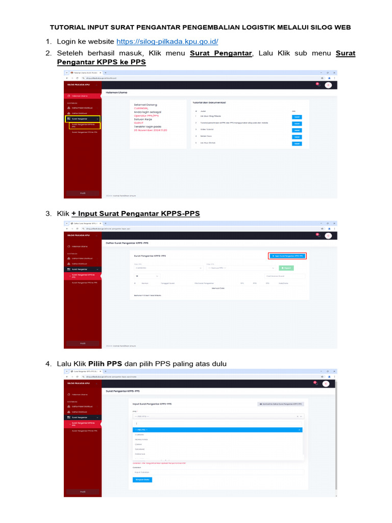 Tutorial Input Surat Pengantar Pengembalian Logistik | PDF