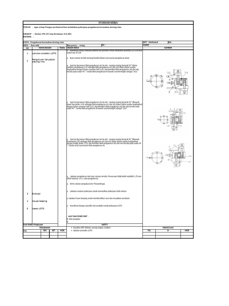 SOP Pengukuran Kerusakan Slewing Rims | PDF
