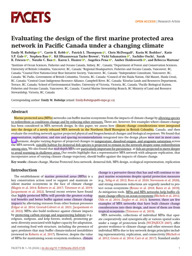 Evaluating The Design of The First Marine Protected Area Network in ...