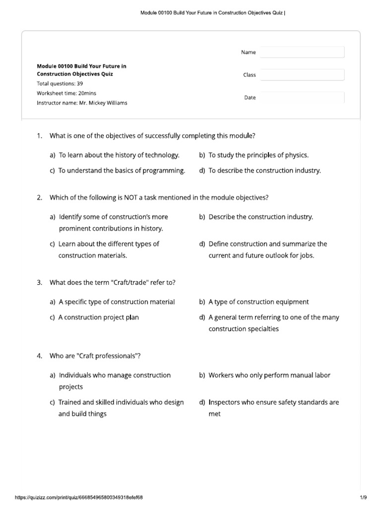 Module 00100 Build Your Future in Construction | PDF