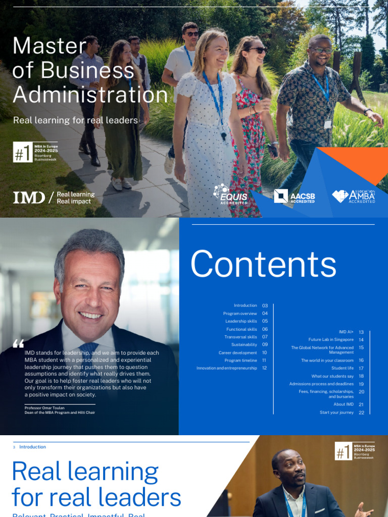 IMD MBA Brochure | PDF | Sustainability | Master Of Business Administration