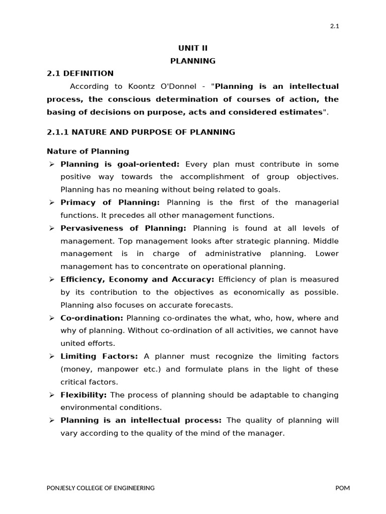 Unit 2 | PDF | Planning | Strategic Planning