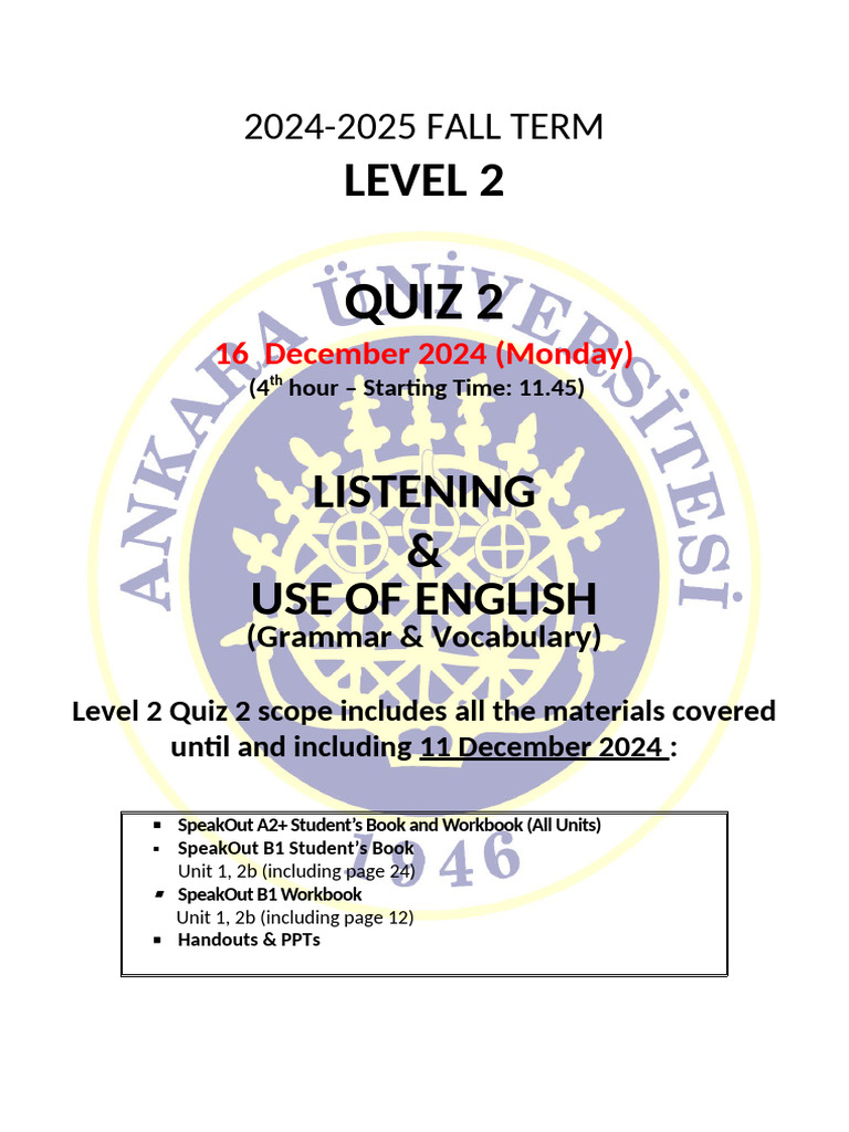 L2 QUIZ 2 (FALL) - Notice | PDF