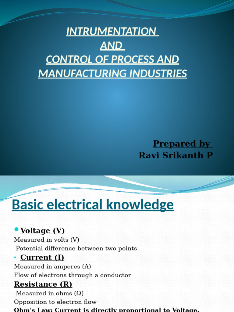 Intrumentation and Control in Process and Manufacturing Industries ...
