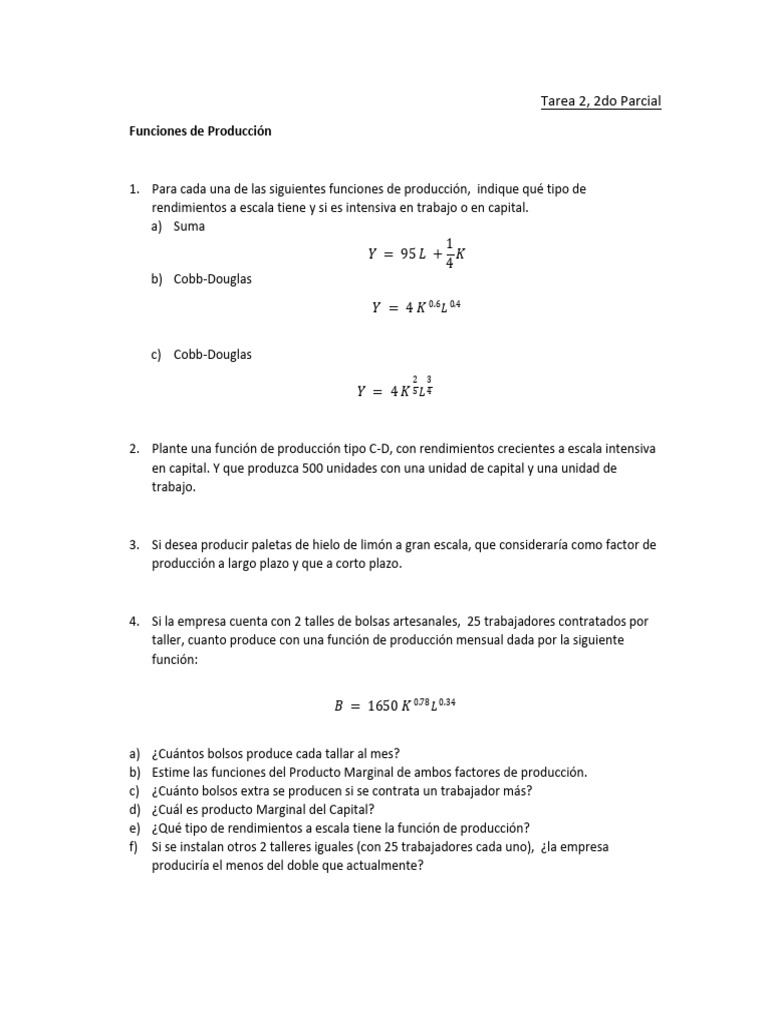 Tarea 2_ Funciones de producción | PDF