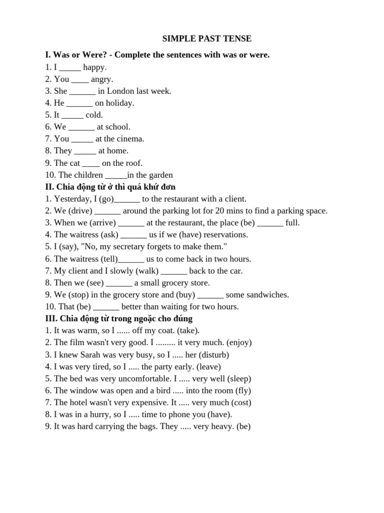 Simple Past Tense Ex | PDF