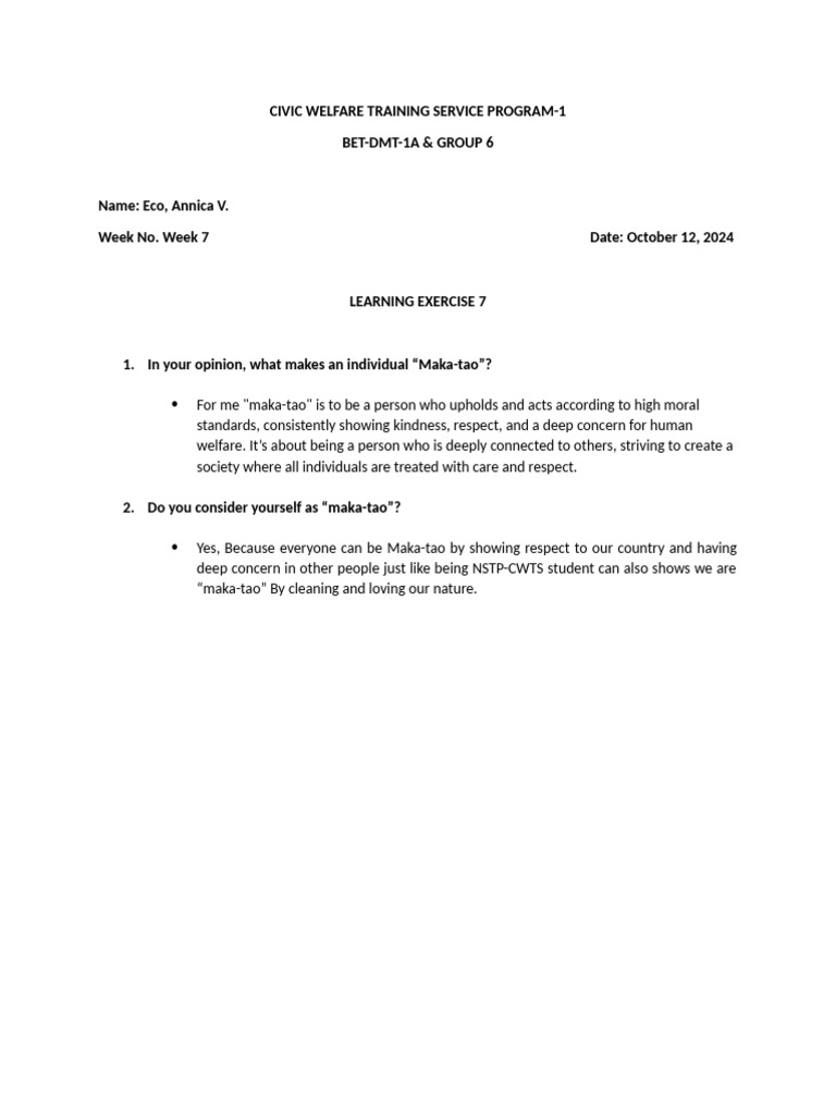 CIVIC WELFARE TRAINING SERVICE PROGRAM | PDF | Emergency | Natural ...