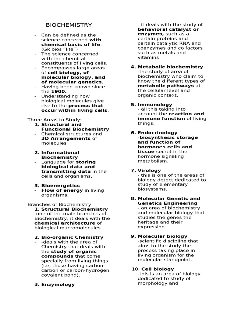 Biochemistry Pre Mid (Word | PDF | Atoms | Cell (Biology)