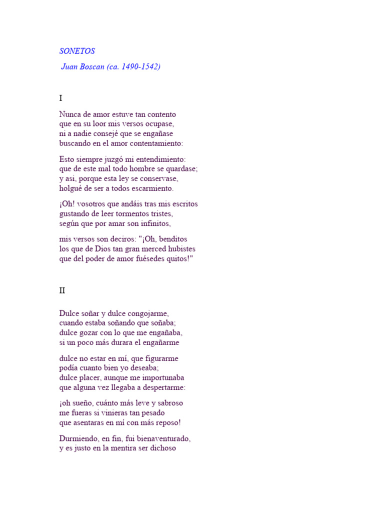 Boscan, Juan - Sonetos 2 | PDF