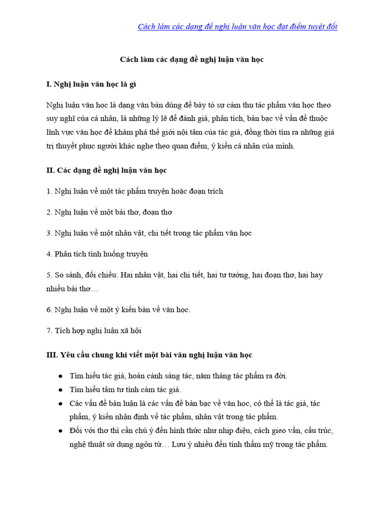 Cach Lam Cac Dang de Nghi Luan Van Hoc | PDF