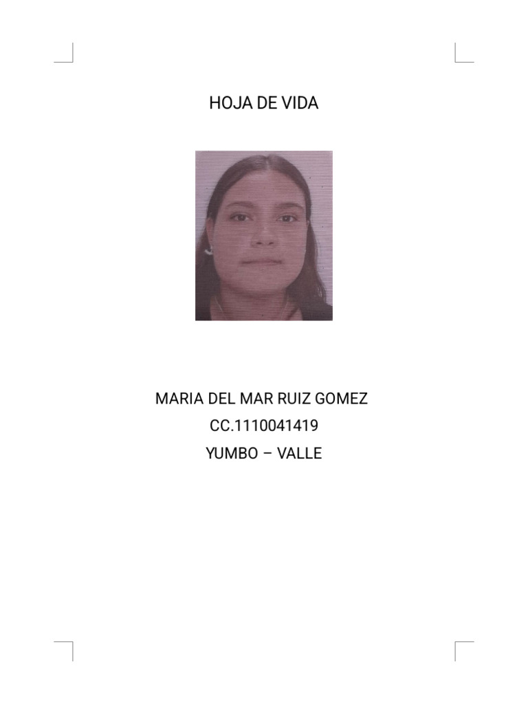 Hoja de Vida Maria Del Mar Ruiz Gomez | PDF