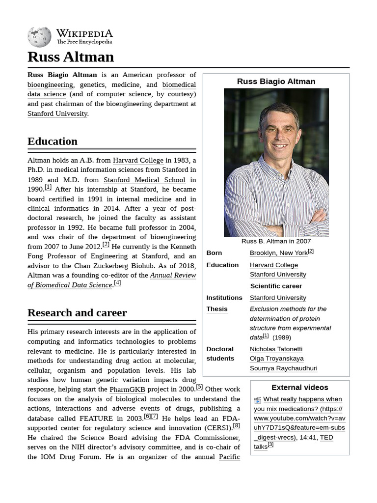 Russ_Altman | PDF | Health Sciences | Medicine