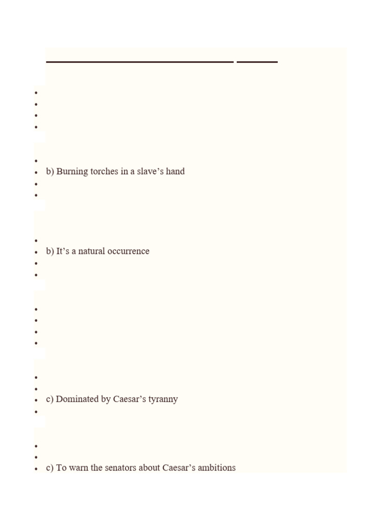 Julius Caesar Act 1 Scene 3 MCQs | PDF | Julius Caesar | Cicero