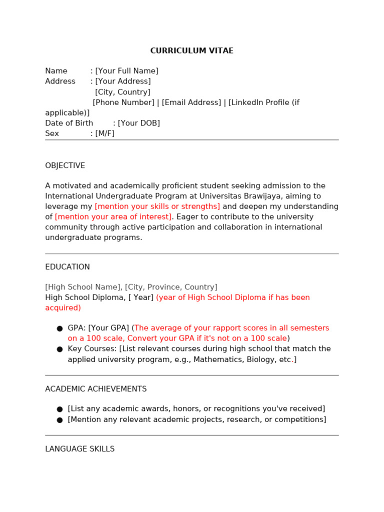 CURRICULUM-VITAE-TEMPLATE- | PDF