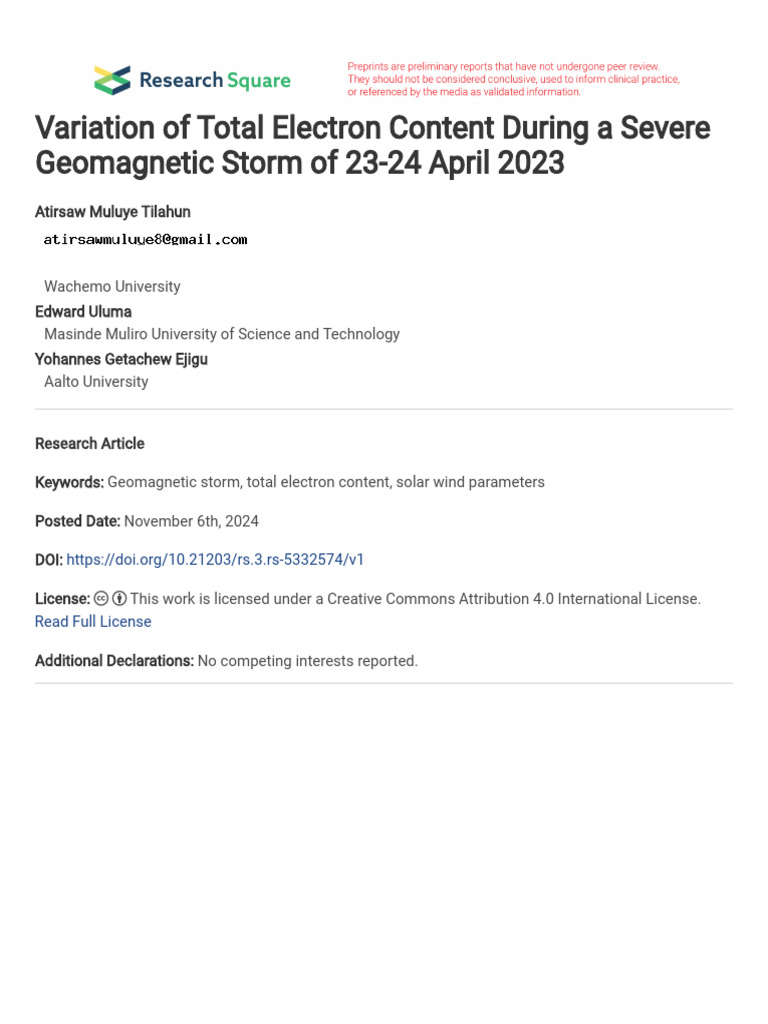 v1 Covered | PDF | Ionosphere | Earth's Magnetic Field