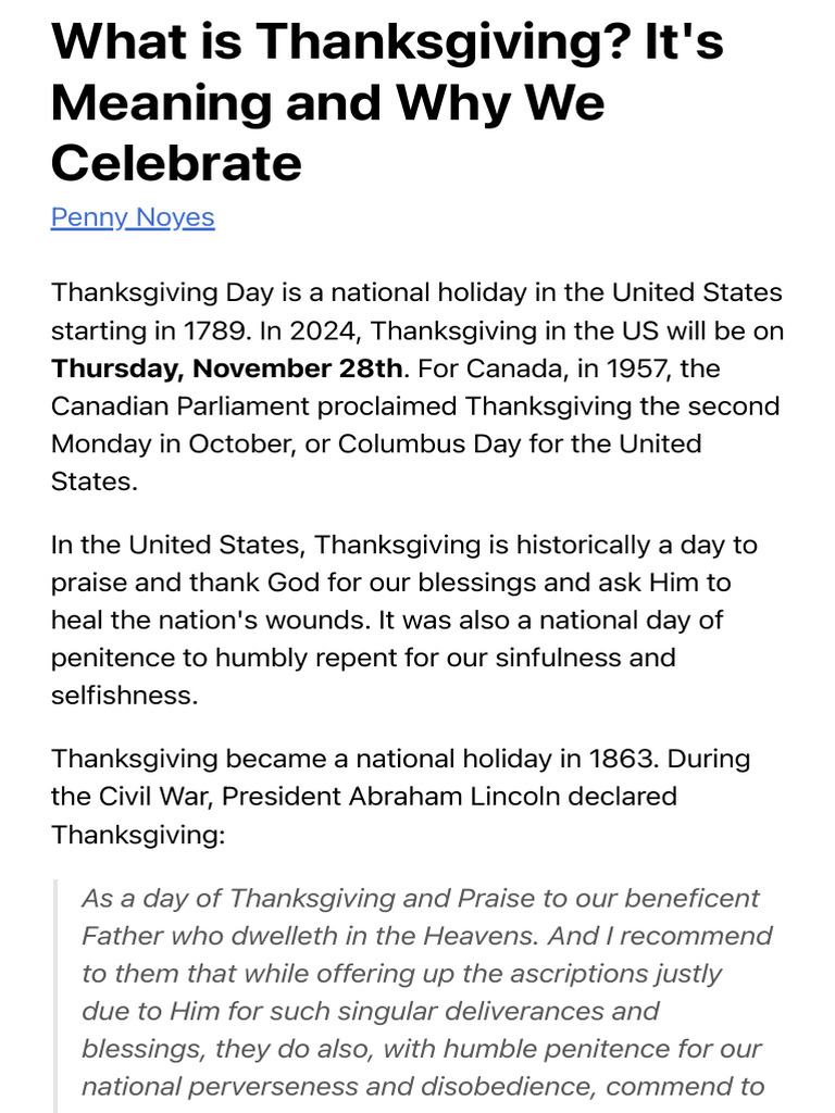 What Is Thanksgiving? It's Meaning and Why We Celebrate | PDF ...