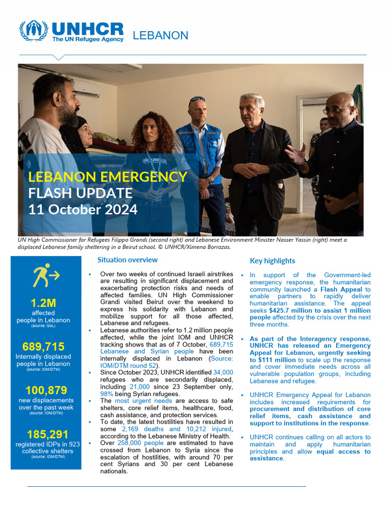UNHCR Lebanon - External Flash Update (11 10 2024) | PDF | United ...