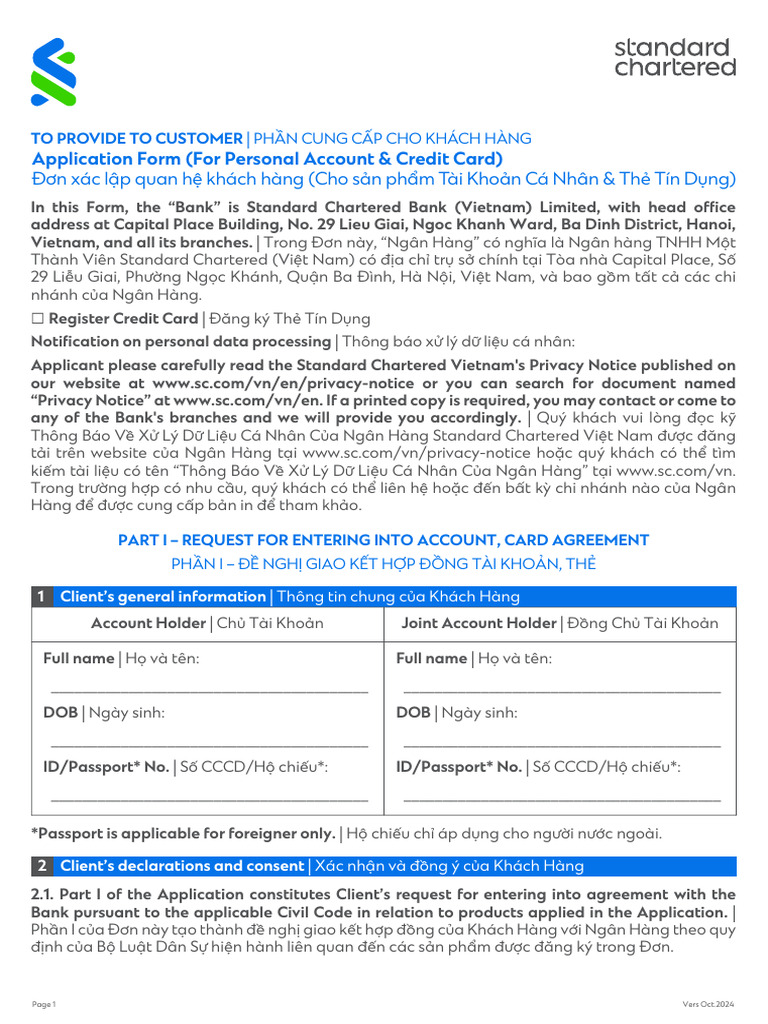 VN Account Application en Form | PDF