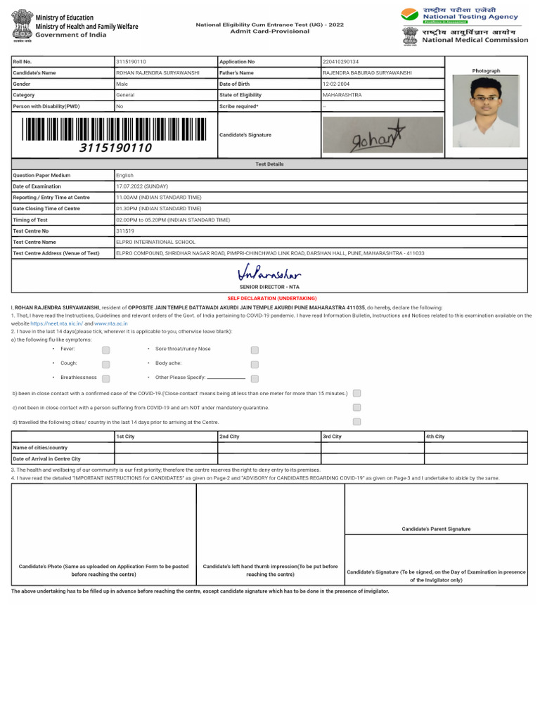 AdmitCard 220410290134 | PDF