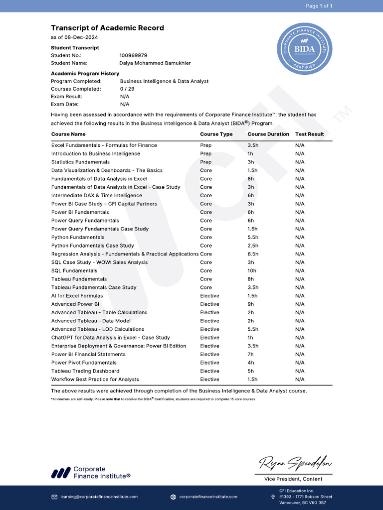 transcript-BIDA | PDF