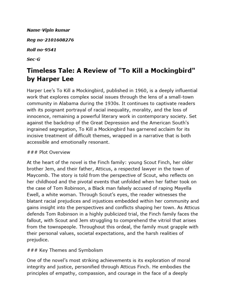 A Timeless Tale | PDF | To Kill A Mockingbird