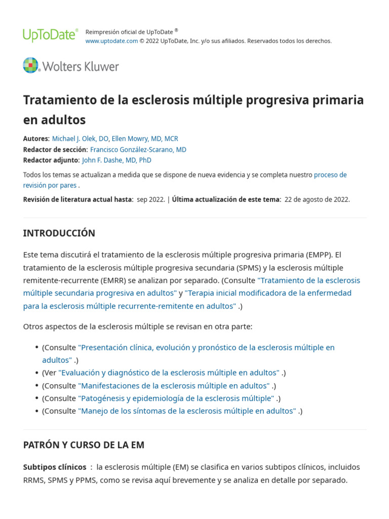Treatment of Primary Progressive Multiple Sclerosis in Adults ...