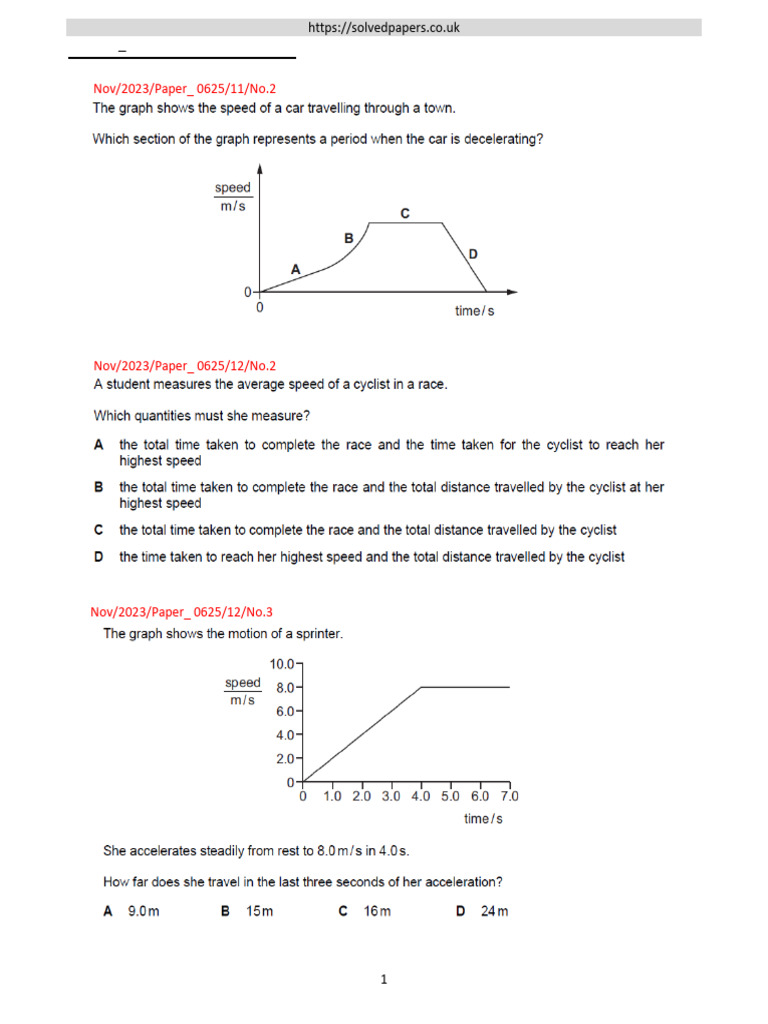 IGCSE Physics Past Papers 2023 | PDF