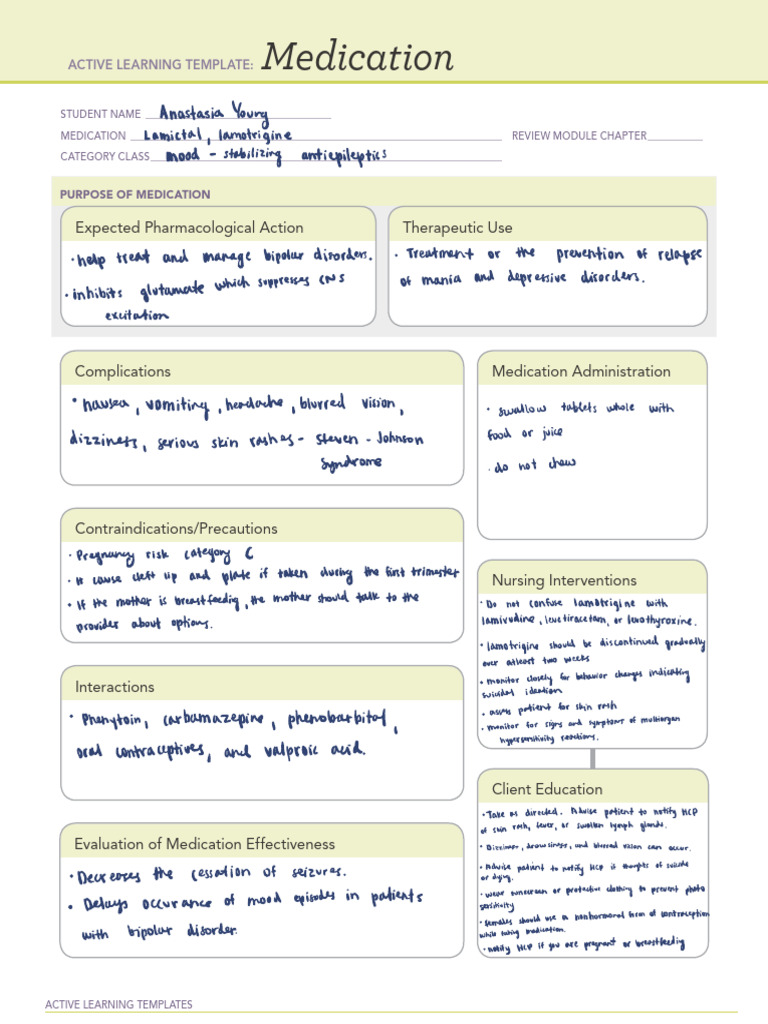Bipolar Medication Template | PDF | Clinical Medicine | Mood Disorders