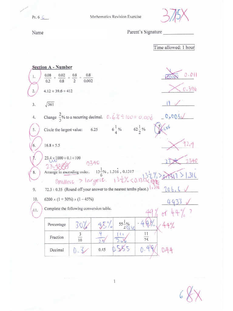 DGJS P6 Maths Rev Ex1 - 1 | PDF