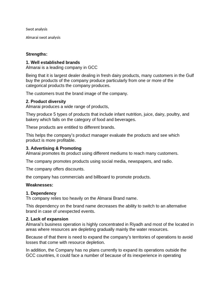 Swot Analysis | PDF | Economies