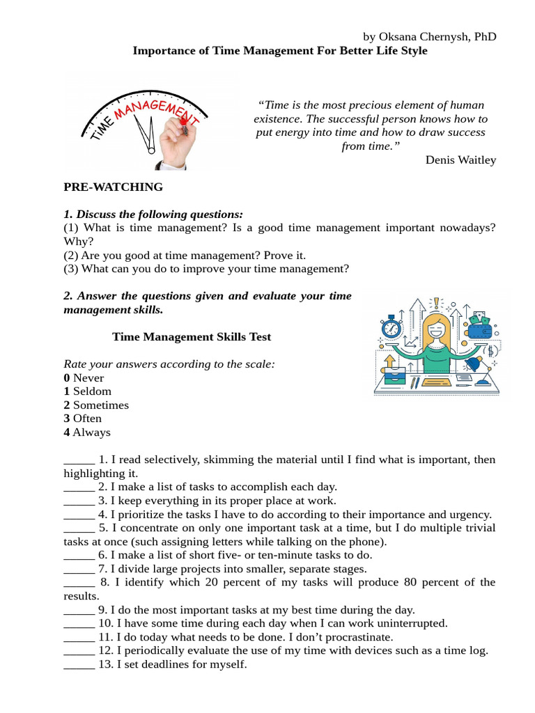 Importance of Time Management For Better Life Style | PDF | Time ...